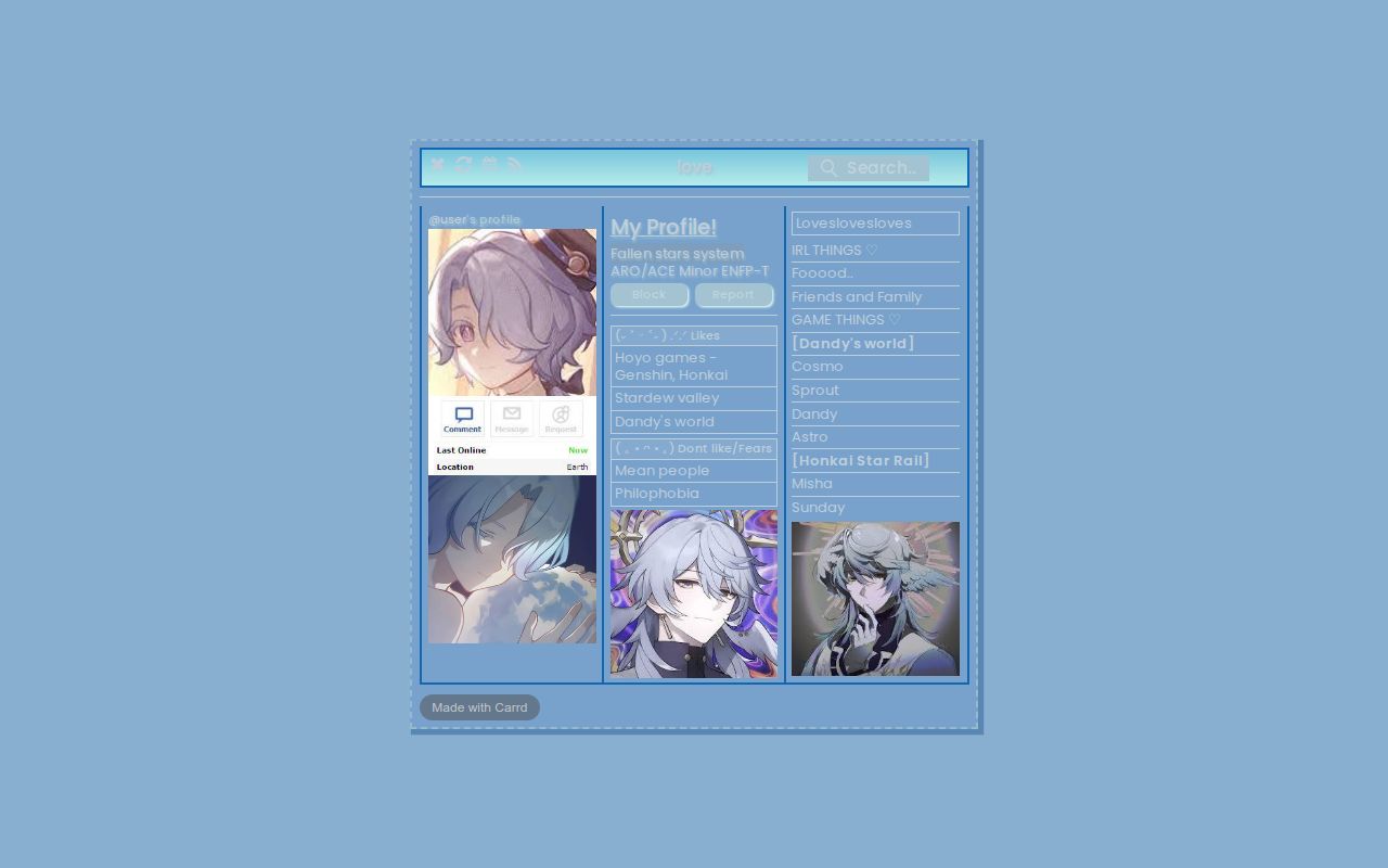 Fallen stars system carrd